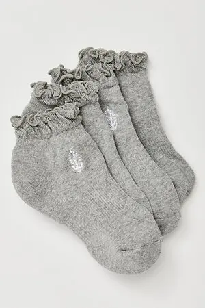 Free People Ruffle Sneaker Sock 2-Pack Grey