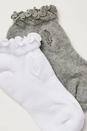 Free People Ruffle Sneaker Sock 2-pack - White/grey Combo