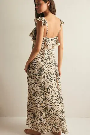 SPELL Snow Leopard Strappy Maxi Dress