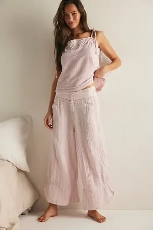 Free People Textured Cami And Wide-leg Pants Set - Light Lilac Combo