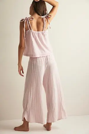 Free People Textured Cami And Wide-leg Pants Set - Light Lilac Combo