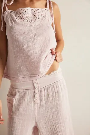 Free People Textured Cami And Wide-leg Pants Set - Light Lilac Combo