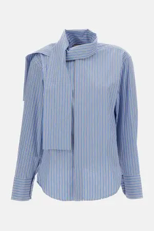 Plan C Striped Shirt With Scarf