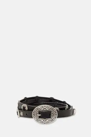 GOLDEN GOOSE Washed Leather Belt - Black