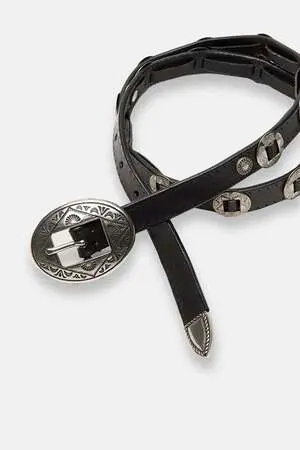 GOLDEN GOOSE Washed Leather Belt - Black