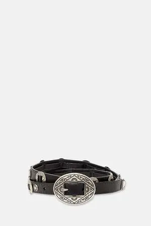 GOLDEN GOOSE Washed Leather Belt Nero