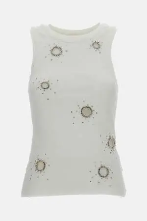 DES_PHEMMES Embellished Tank Top - White