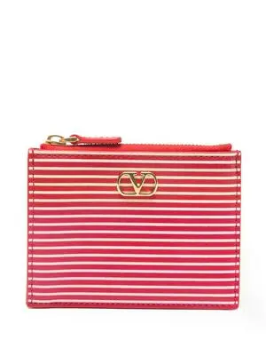 Valentino Garavani Striped Logo-detail Card Holder - Red