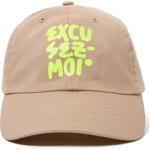 Clare V. Excusez Moi Cotton Twill Baseball Cap - Khaki