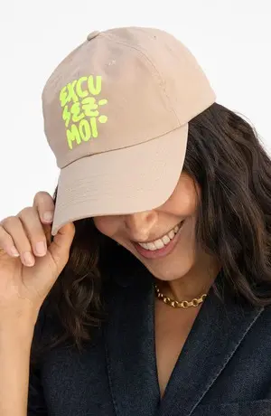 Clare V. Excusez Moi Cotton Twill Baseball Cap
