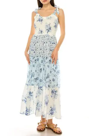 A COLLECTIVE STORY Mixed Floral Print Sundress - Bright White