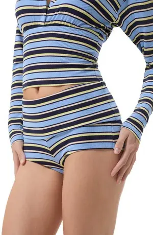 AFRM Justina Rib Stripe Foldover Microshorts