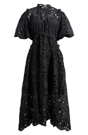 ALLSAINTS Odette Eyelet Embroidered Dress - Black