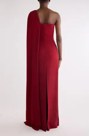 Givenchy Asymmetric Draped Cady Cape Gown