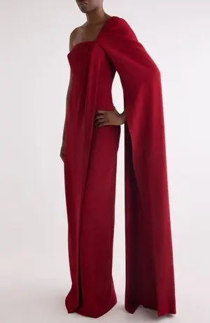 Givenchy Asymmetric Draped Cady Cape Gown