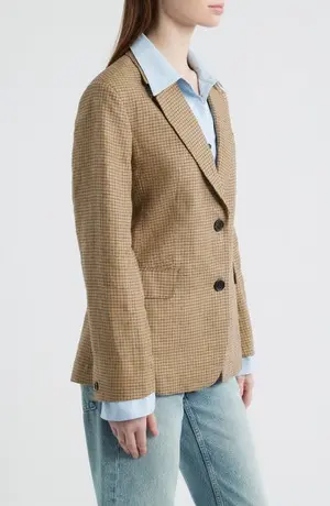 Rag & Bone Frank Plaid Linen Blazer With Poplin Bib