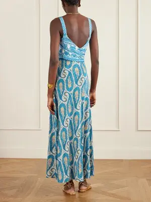 Etro Paisley-print Jersey Maxi Dress - Blue