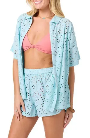 O'Neill Jenna Cotton Eyelet Cover-up Shirt - Stratosphere