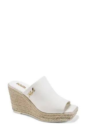 Karl Lagerfeld Paris Corissa Espadrille Platform Wedge Slide Sandal - Cream