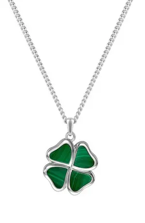 VINCERO Malachite Clover Pendant Necklace - Silver