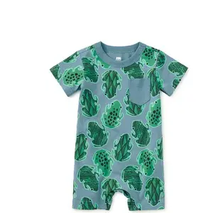 TEA COLLECTION Pocket Shortie Baby Romper - Hopalong Frogs