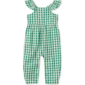 TEA COLLECTION Flutter Button Back Baby Romper - Garden Party Check