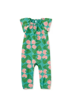 TEA COLLECTION Tulip Sleeve Baby Romper - Carnation Floral