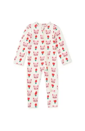 TEA COLLECTION Footed Baby Romper - Pretty Kitty