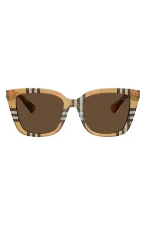 Burberry 52mm Gradient Square Sunglasses - Check Sand/dark Brown