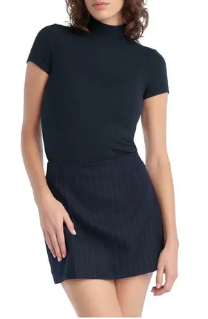 FAVORITE DAUGHTER The Stockholm Mock Neck Rib Top - Navy