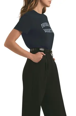 FAVORITE DAUGHTER Collegiate Logo Crop Graphic T-shirt - Navy