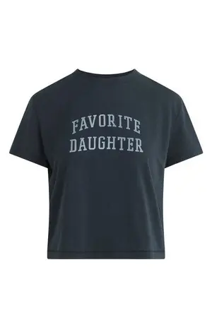 FAVORITE DAUGHTER Collegiate Logo Crop Graphic T-shirt - Navy