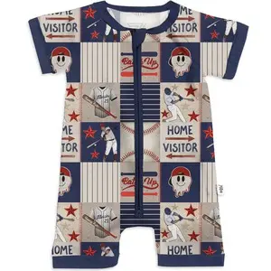FLETCH Field Of Dreams Short Zipped Romper - Blue/cream