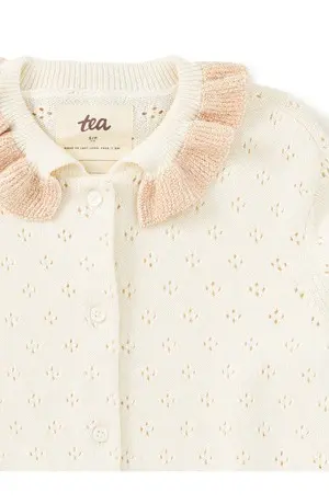 TEA COLLECTION Collared Pointelle Cardigan