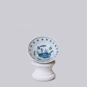 COBALT GUILD Small Porcelain Lotus Conical Bowl - Blue And White