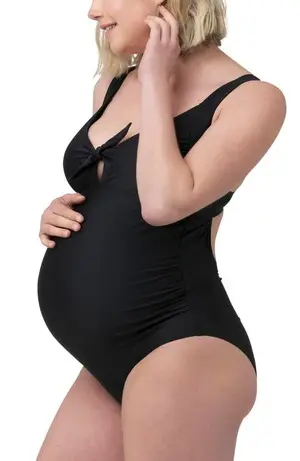 RIPE MATERNITY Tie Front One Piece - Black
