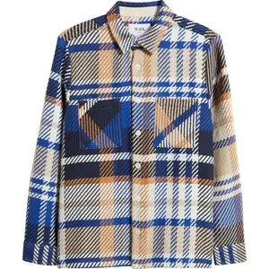 WAX LONDON Whiting Plaid Overshirt - Blue/tan