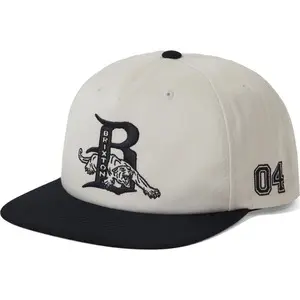 Brixton Predator Embroidered Snapback Baseball Cap - Off White/black