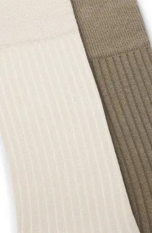 BOSS Solid Cotton Blend Dress Socks 2 Pack