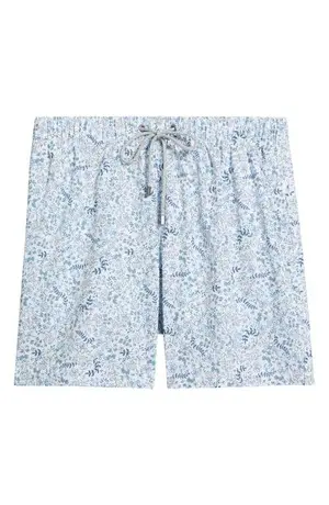 VINTAGE SUMMER Floral Stretch Volley Swim Trunks - Blue