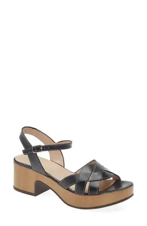 WONDERS Ankle Strap Platform Sandal - Tokat Black