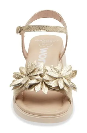 WONDERS Flower Ankle Strap Slide Sandal - Max Platino