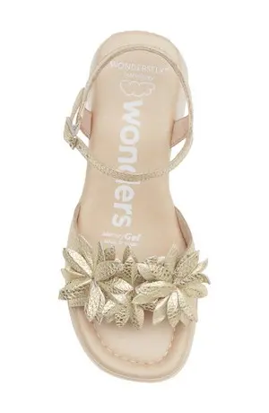 WONDERS Flower Ankle Strap Slide Sandal - Max Platino