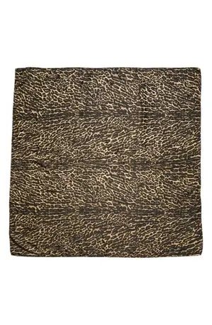 Saint Laurent Leopard Print Silk & Cashmere Square Scarf - Beige/black