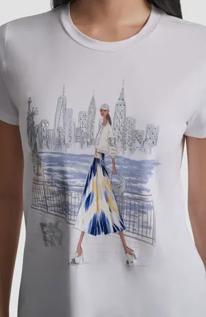 Dkny Crystal Embellished Graphic T-shirt