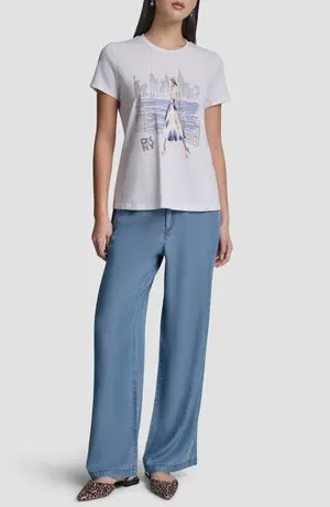 Dkny Crystal Embellished Graphic T-shirt
