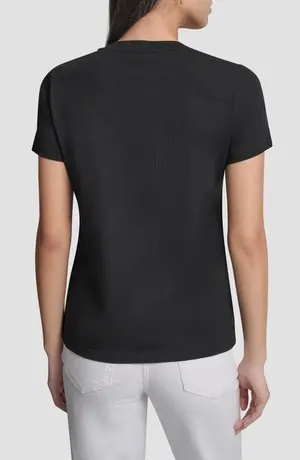 Dkny Crystal Embellished Graphic T-shirt - Black