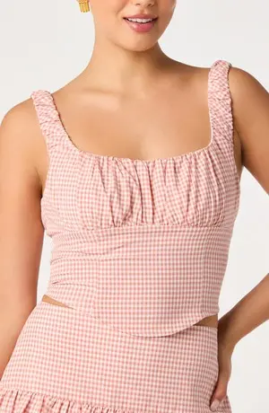 Astr The Label Penny Gingham Tank - Pink Gingham