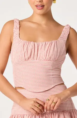 Astr The Label Penny Gingham Tank - Pink Gingham