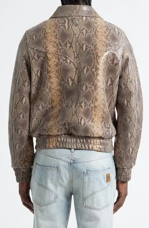 Amiri Snake Embossed Leather Western Jacket - Brown Multi